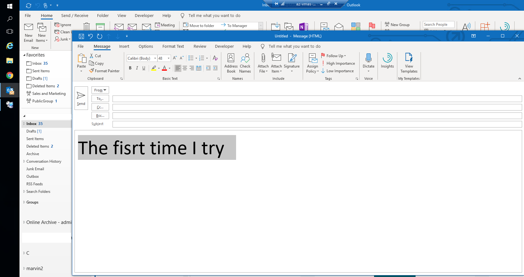 Using Taskbar on the left/vertical breaks Outlook 365 placement ...