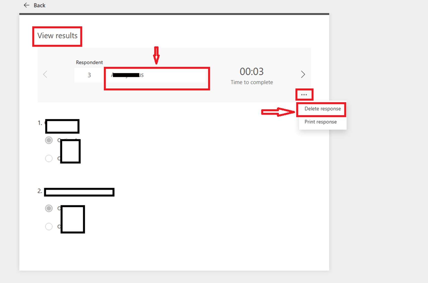 Hi, I'd like to delete a response to a form I filled in, as it is ...