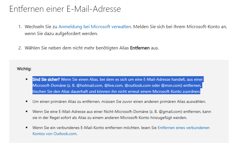 Neue @outlook-Mailadresse hat (fälschlicherweise) einen eigenen MS ...
