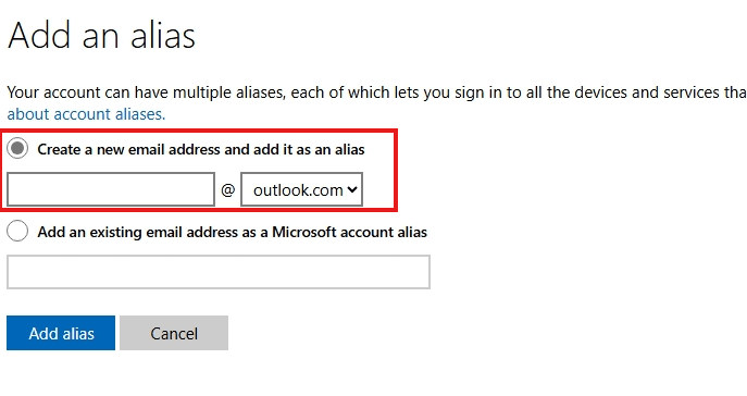 Add new alias to my account - Microsoft Q&A