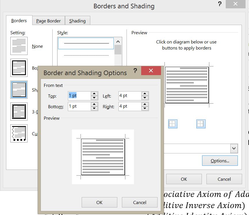 Borders around equations don't match the borders around nearby text ...