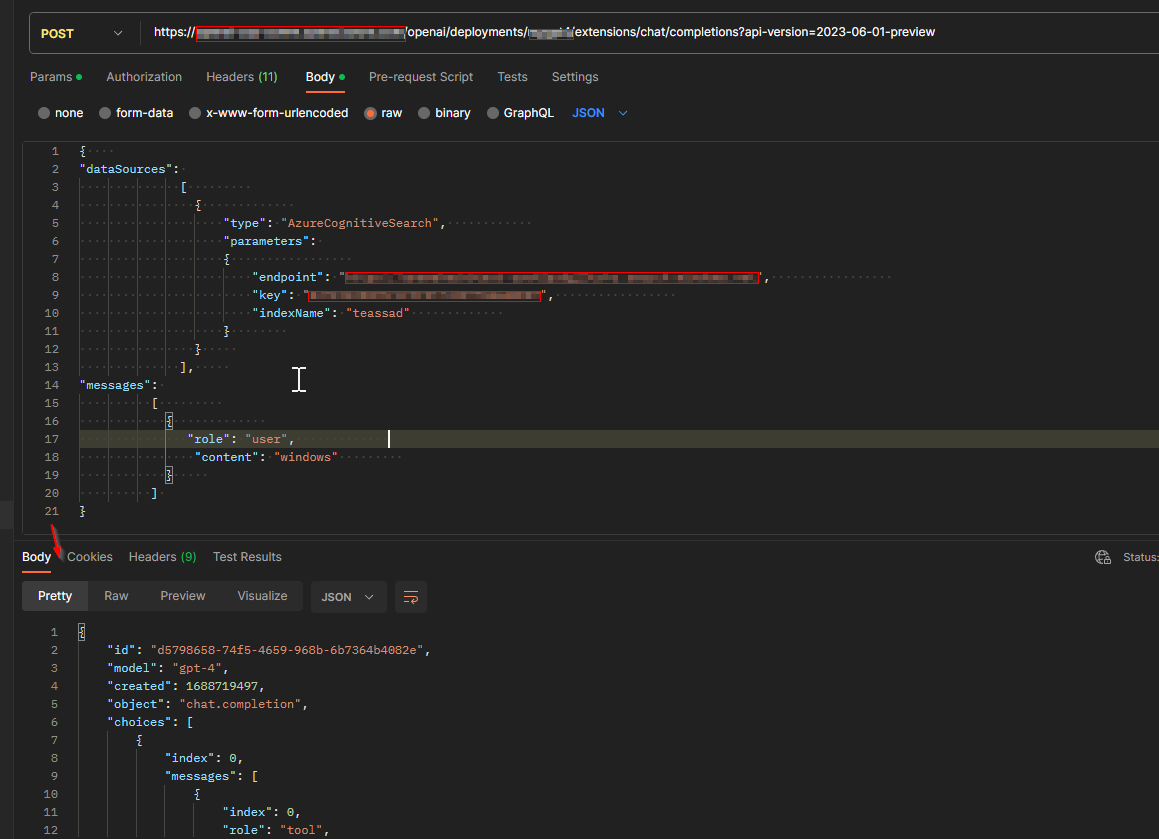 How can I access my attached data from API of azure open AI deployed ...