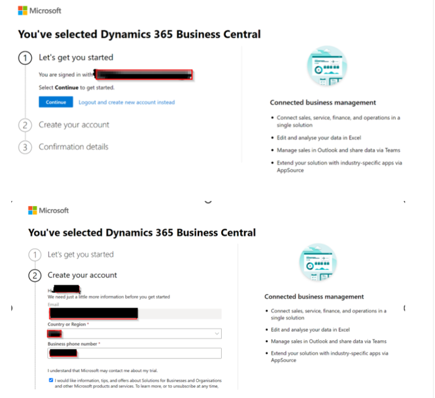 I am trying to sign into dynamics 365 Business Central to learn and ...