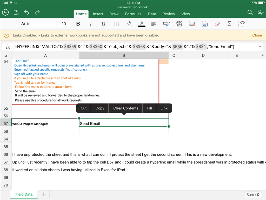 Cannot create link in open cell in a protected sheet - Microsoft Q&A