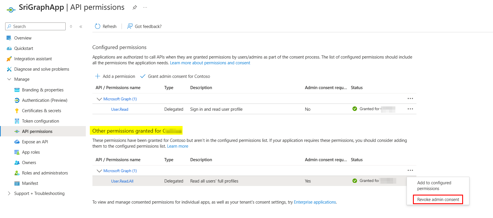 Azure App Registration retains “Other permissions granted” after ...