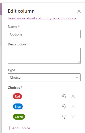 Microsoft Lists: Create rules for Choice columns - Microsoft Q&A