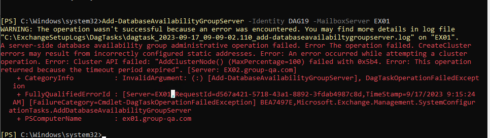 Unable to add Exchange server to DAG. - Microsoft Q&A Unable to add Exchange server to DAG. - Microsoft Q&A