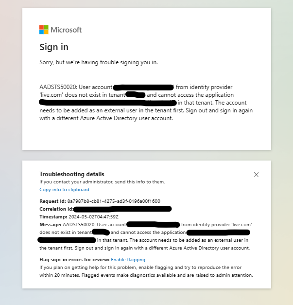 How to redirect external user sign in attempt to initial sign in page ...