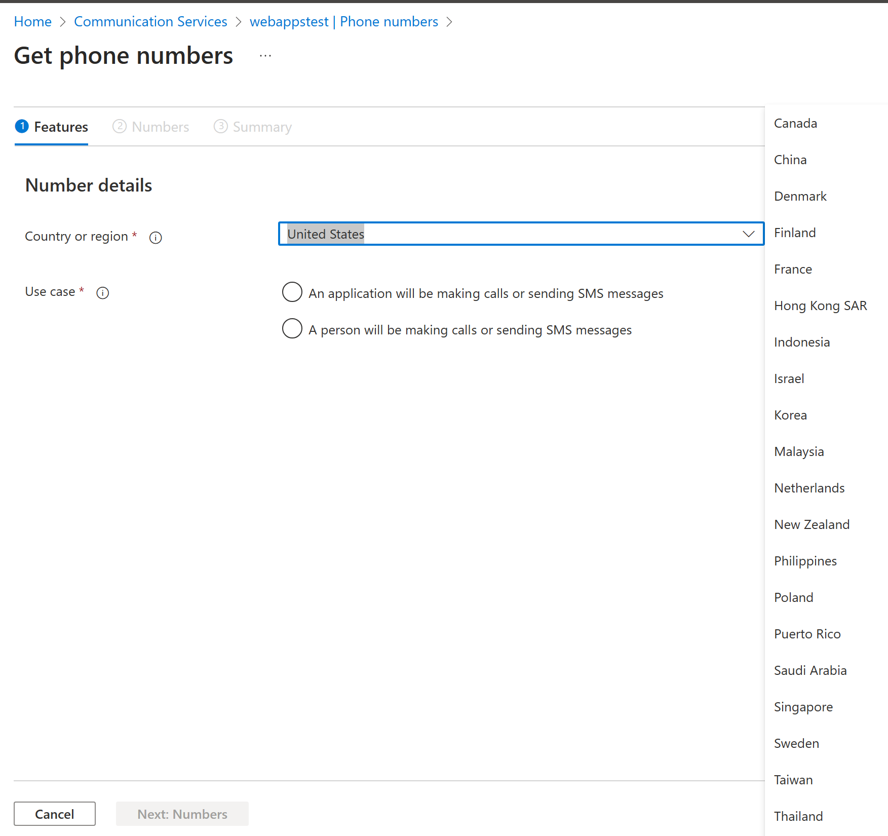 Azure Communication Service Get Phone Number Select Country Locked Up Microsoft Qanda 