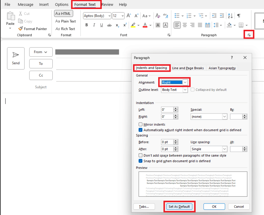 Default text direction in the new outlook - Microsoft Q&A