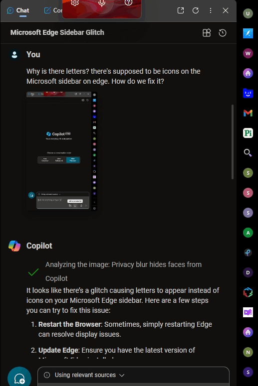It's strangely icons changed to letters. - Microsoft Q&A