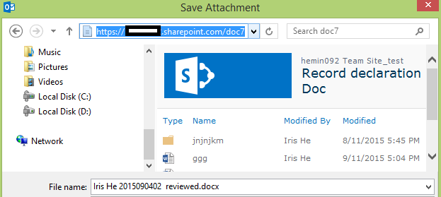 attaching/detaching files from SharePoint Online to a mail message ...