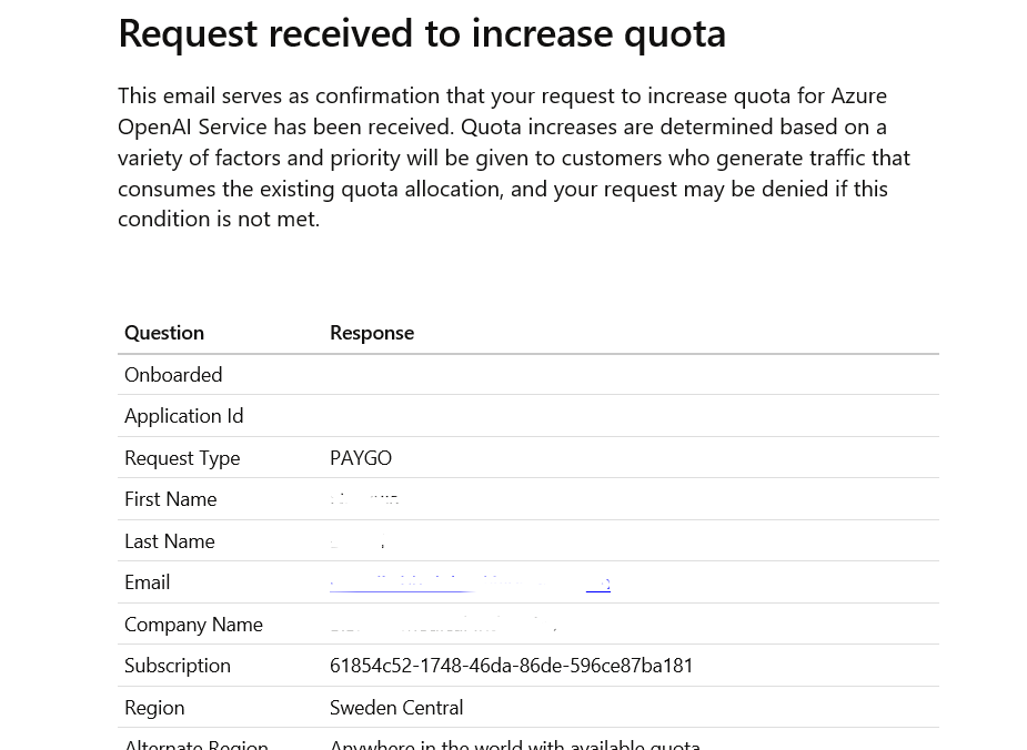 How to revert back the quota request for token limit in Azure OpenAI? - Microsoft Q&A