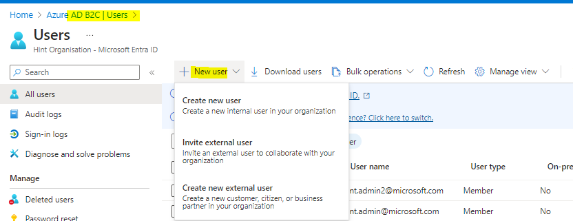 How to add Azure AD B2C user in AD B2C tenant - Microsoft Q&A