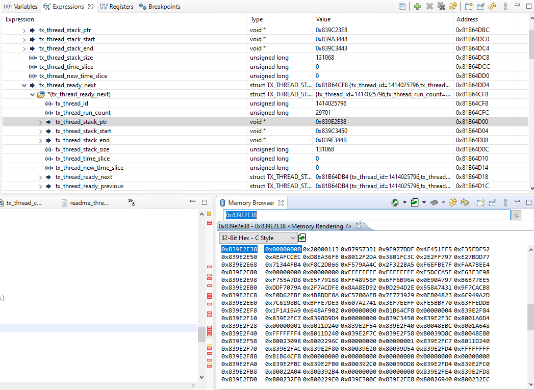 Stack Frame offsets listed in readme_threadx.txt do not match actual offsets in memory ...