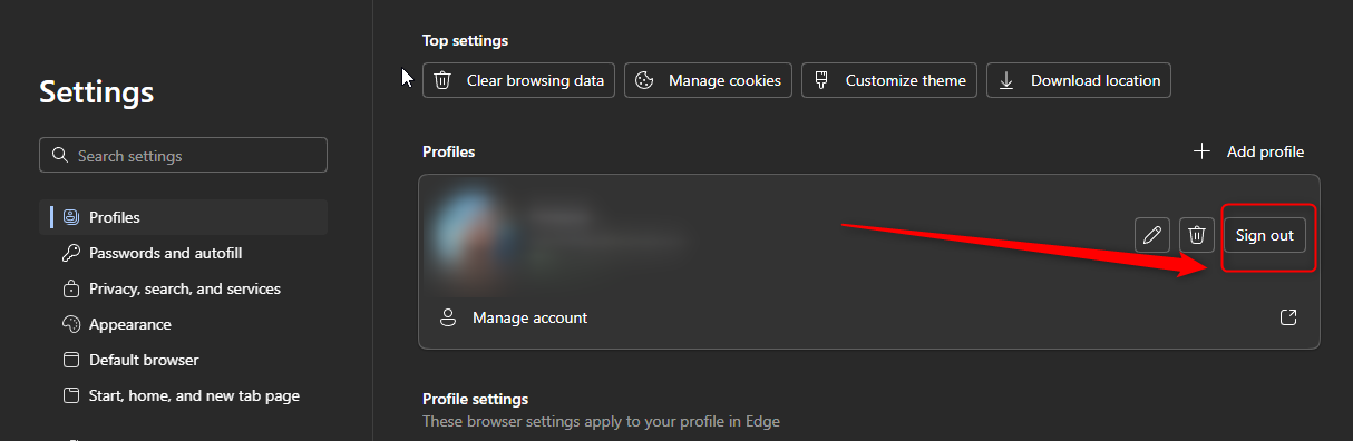 I want to sign out of Edge, and it would appear it doesn't want me to ...