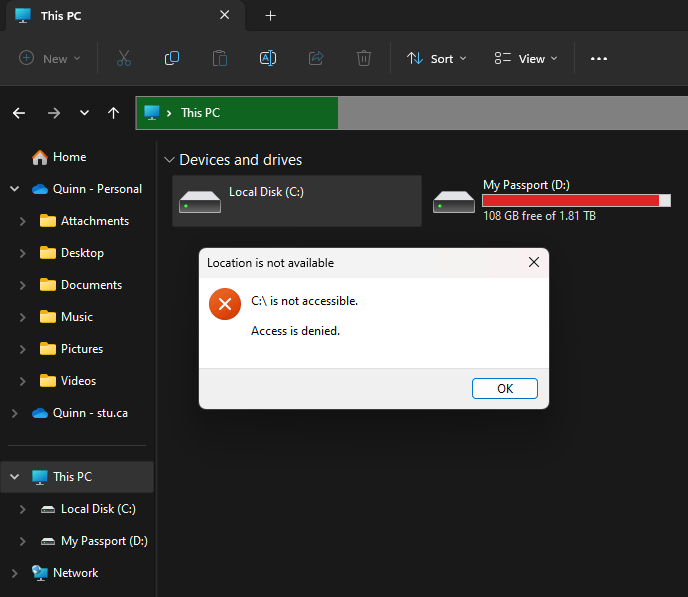 local disk C: access denied on windows 11 - Microsoft Q&A