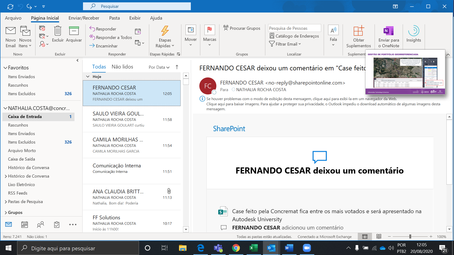 O layout de exibição do meu Outlook mudou e não estou conseguindo ...