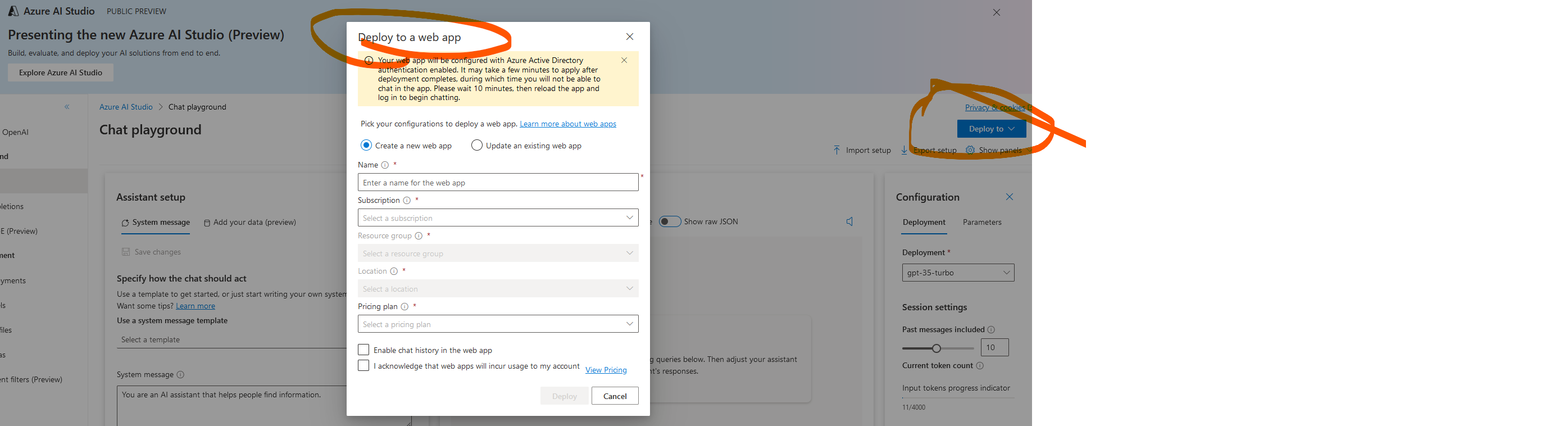 Chat playground webApp link disappears - Microsoft Q&A Chat playground webApp link disappears - Microsoft Q&A