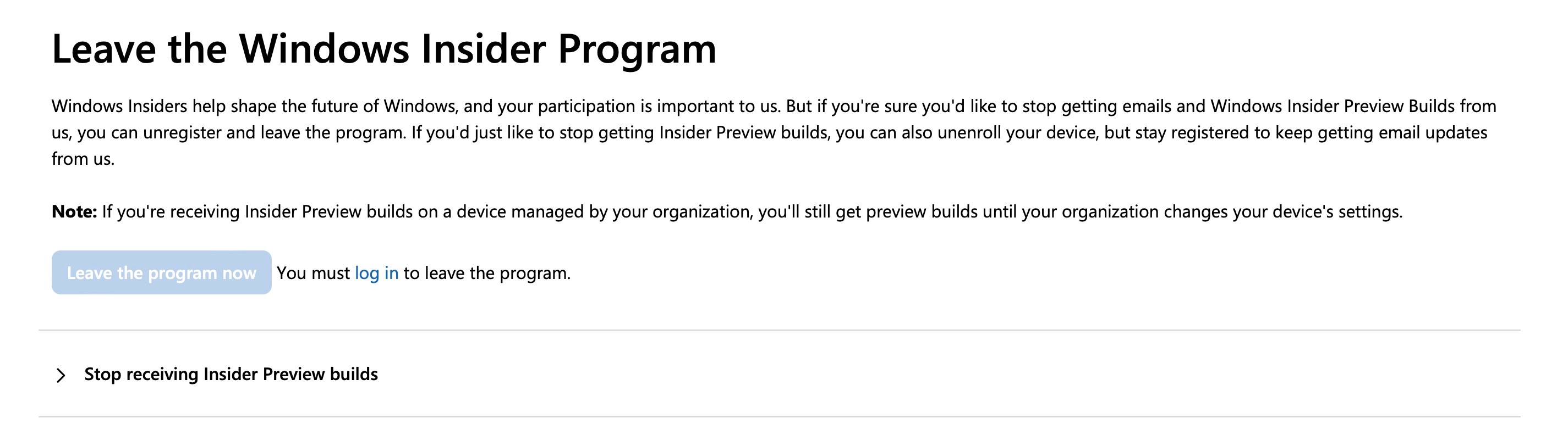 Cannot Leave Windows 11 Insider Program. - Microsoft Q&A