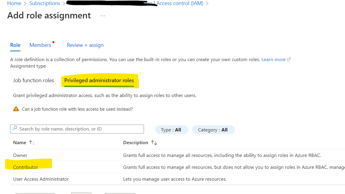 Contribute role assignment is missing under IAM - Microsoft Q&A