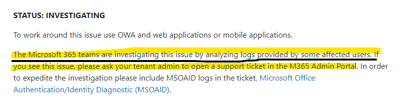 Outlook Error: Something went wrong. [1001] - Microsoft Q&A
