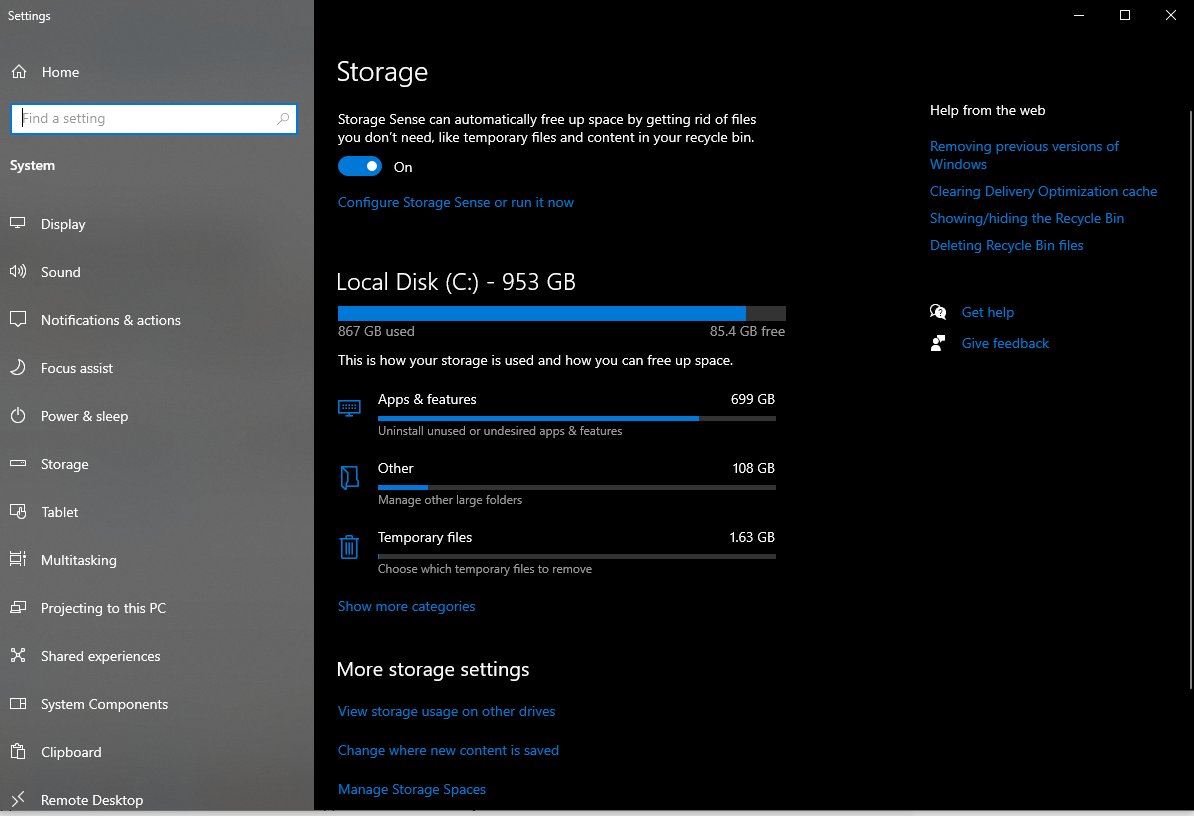 Why does my computer show I have 900gb of storage used, but the detailed breakdown only shows ...