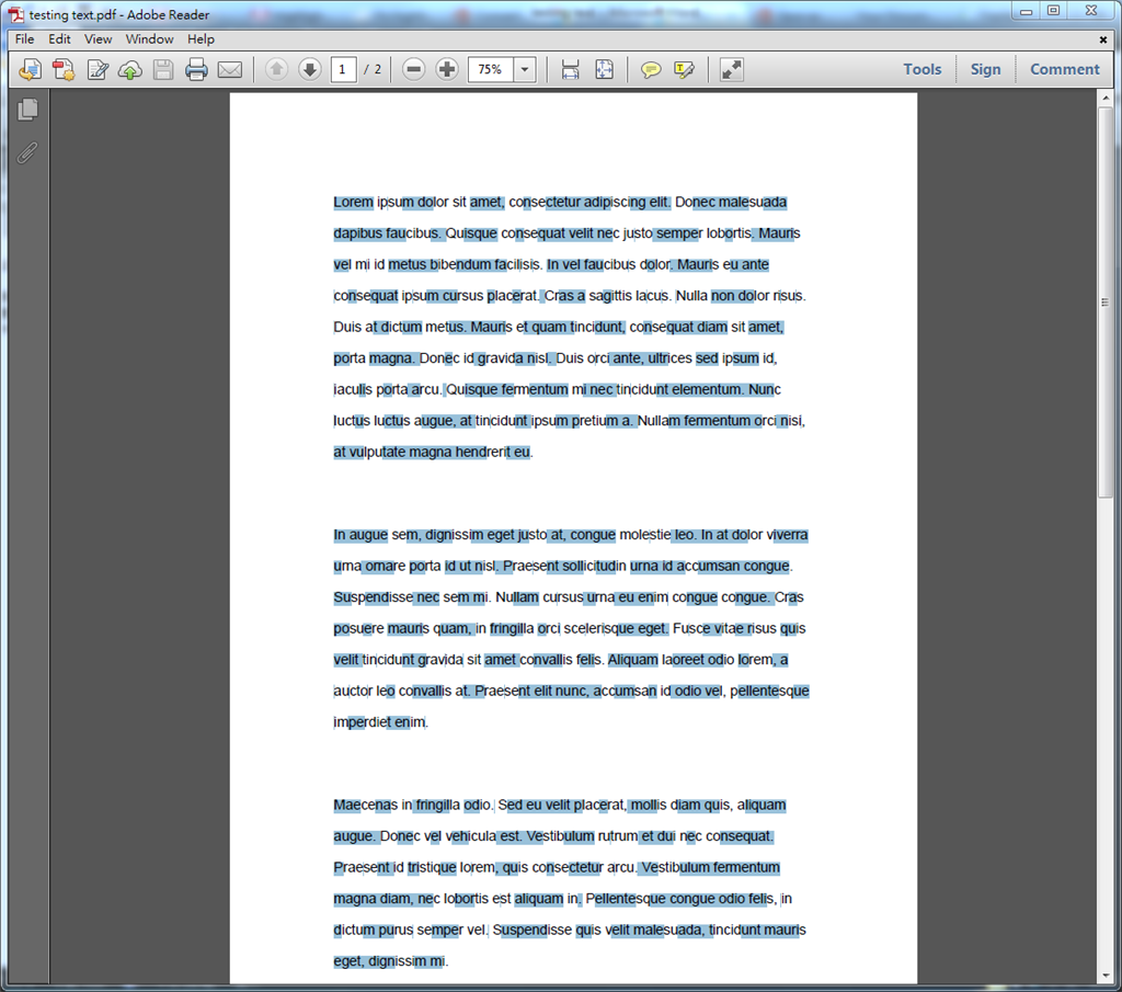 Problem with text selection in PDF file created from Word (2010 ...