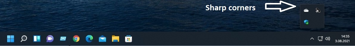 Windows 11: The hidden icons flyout takes back sharp corners after a ...