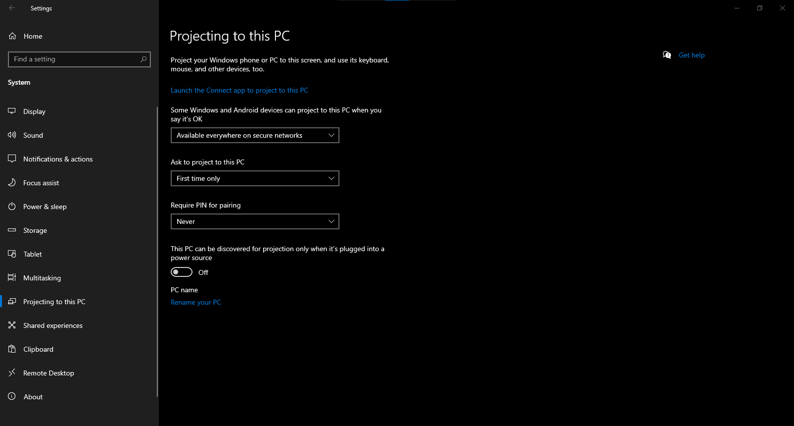 Windows 10 wireless projection external input not working/available ...