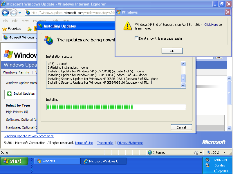 Windows update stop working for XP - Microsoft Q&A