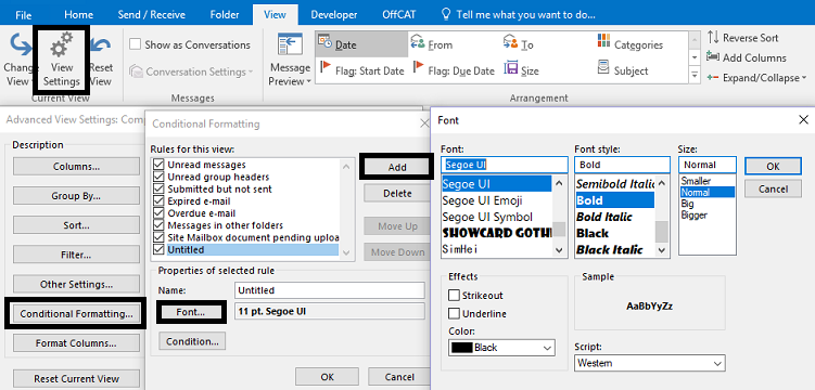 Bold sender and subject in email in inbox - Microsoft Q&A