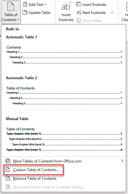 "Chapter One Contents" appears instead of "Table of Contents" in TOC ...