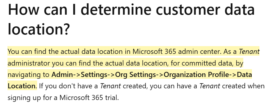 How to get the location of the site data residency? - Microsoft Q&A