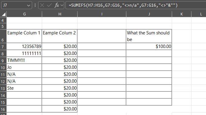 Excel Formula Sumif/Sumifs: Sum value from one cell if another cell does not contain a certain ...