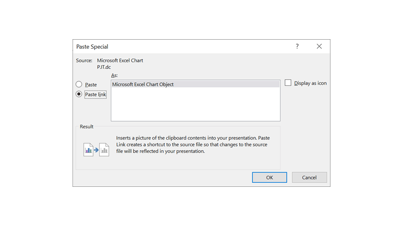 Linked Excel charts to Powerpoint resize when update and do not include complete graph any more ...