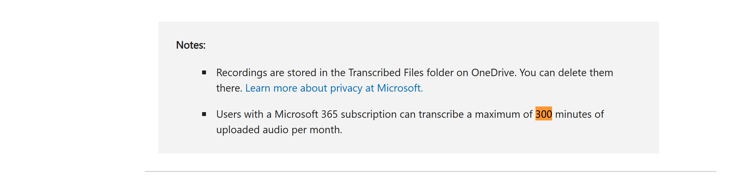Microsoft Word Transcribe - 300 minutes is included under the E5 ...