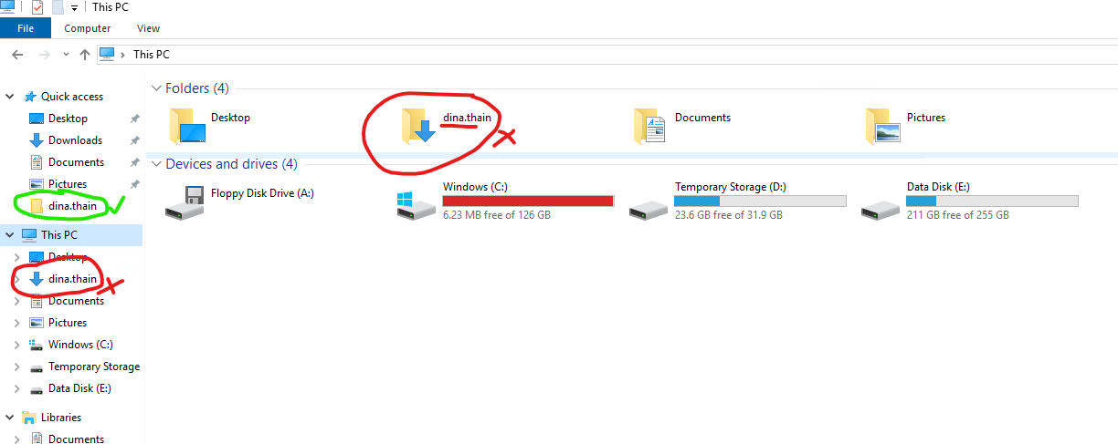 How to fix broken folder settings (accidentally merged Downloads and Users/username folder ...