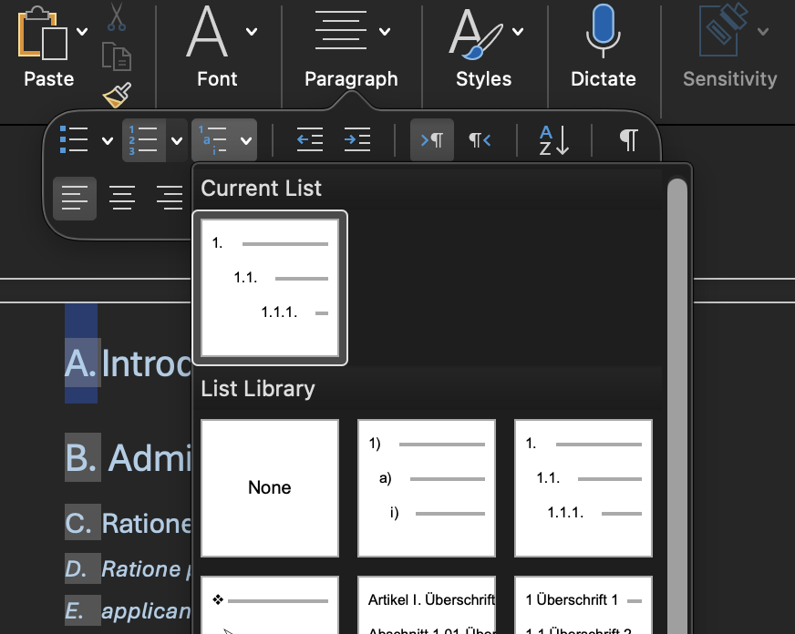 Why am I not able to create a multi-level List on word? - Microsoft Q&A