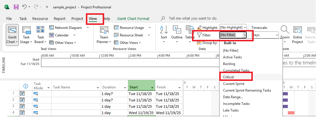 Is there a way to show link arrows for the tasks only in the critical ...