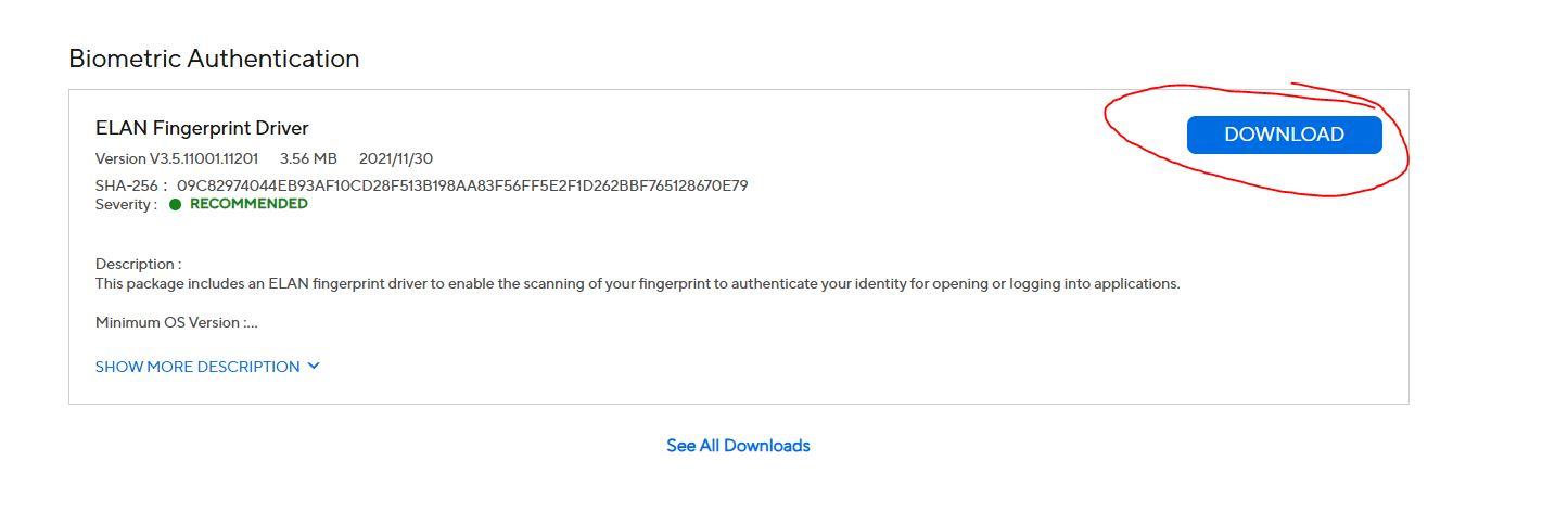 ELAN WBF Fingerprint Sensor will not start despite factory resetting ...