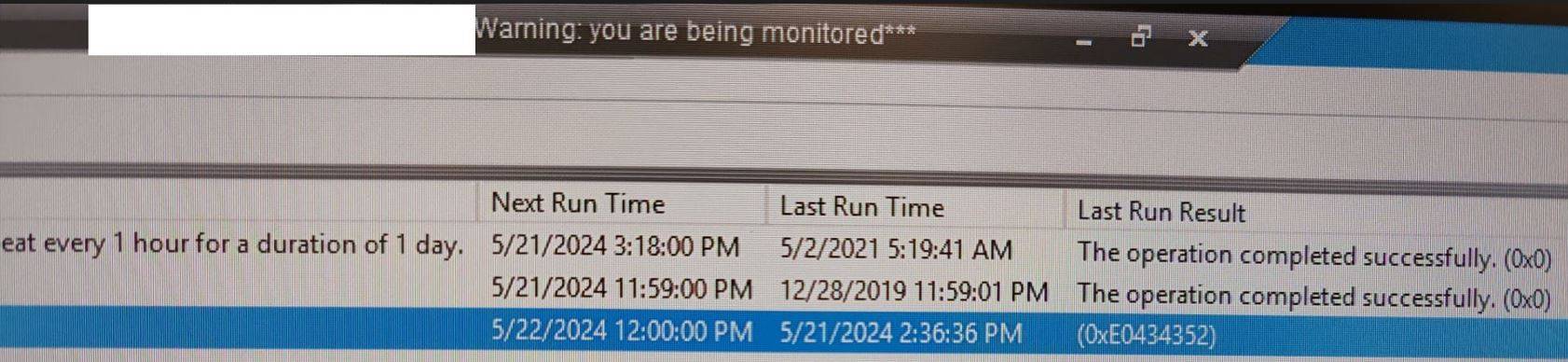 Task Scheduler BatchJob With Last Run Result Error Code(0xE0434352) - Microsoft Q&A