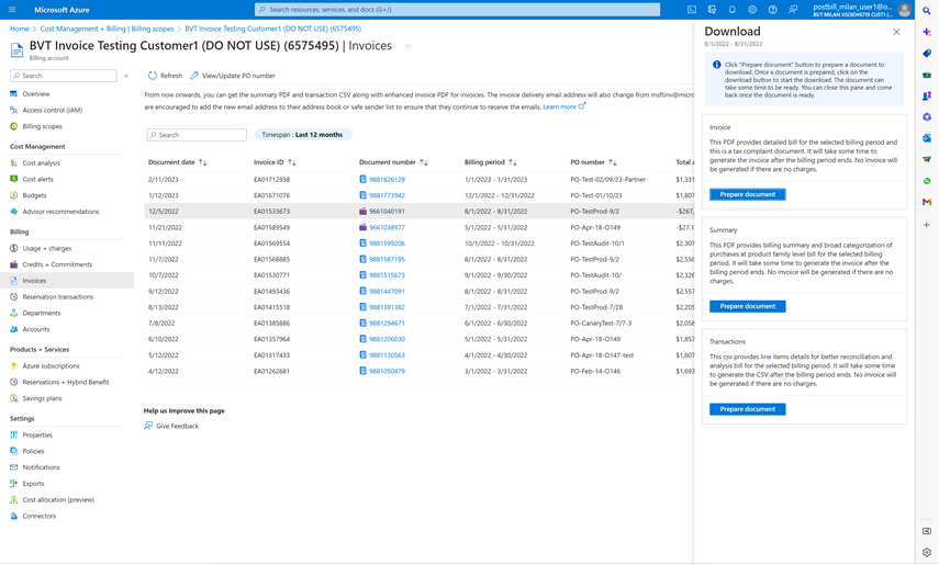 Azure Invoice questions - Microsoft Q&A