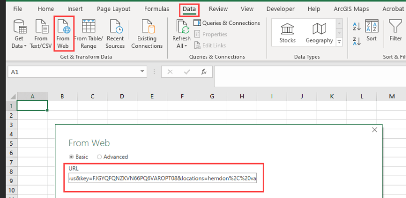 import data to excel 2016 from web throwing Script error. - Microsoft Q&A