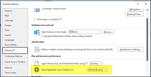 Set default browser specific to Outlook - Microsoft Q&A