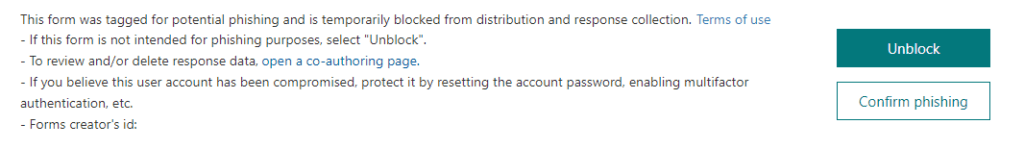 Microsoft Form is blocked - but can't find way to Unblock - Microsoft Q&A