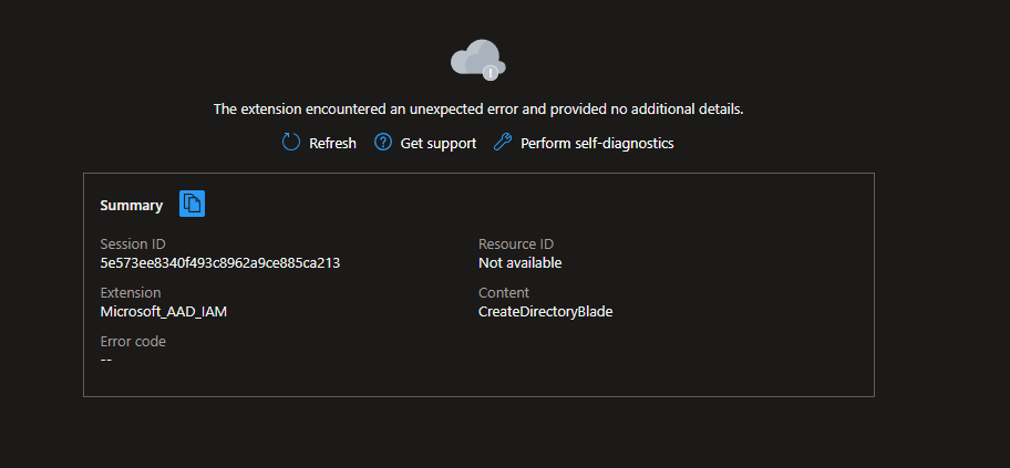 Getting generic "Error Occurred" when accessing Azure AD or assigning license - Microsoft Q&A