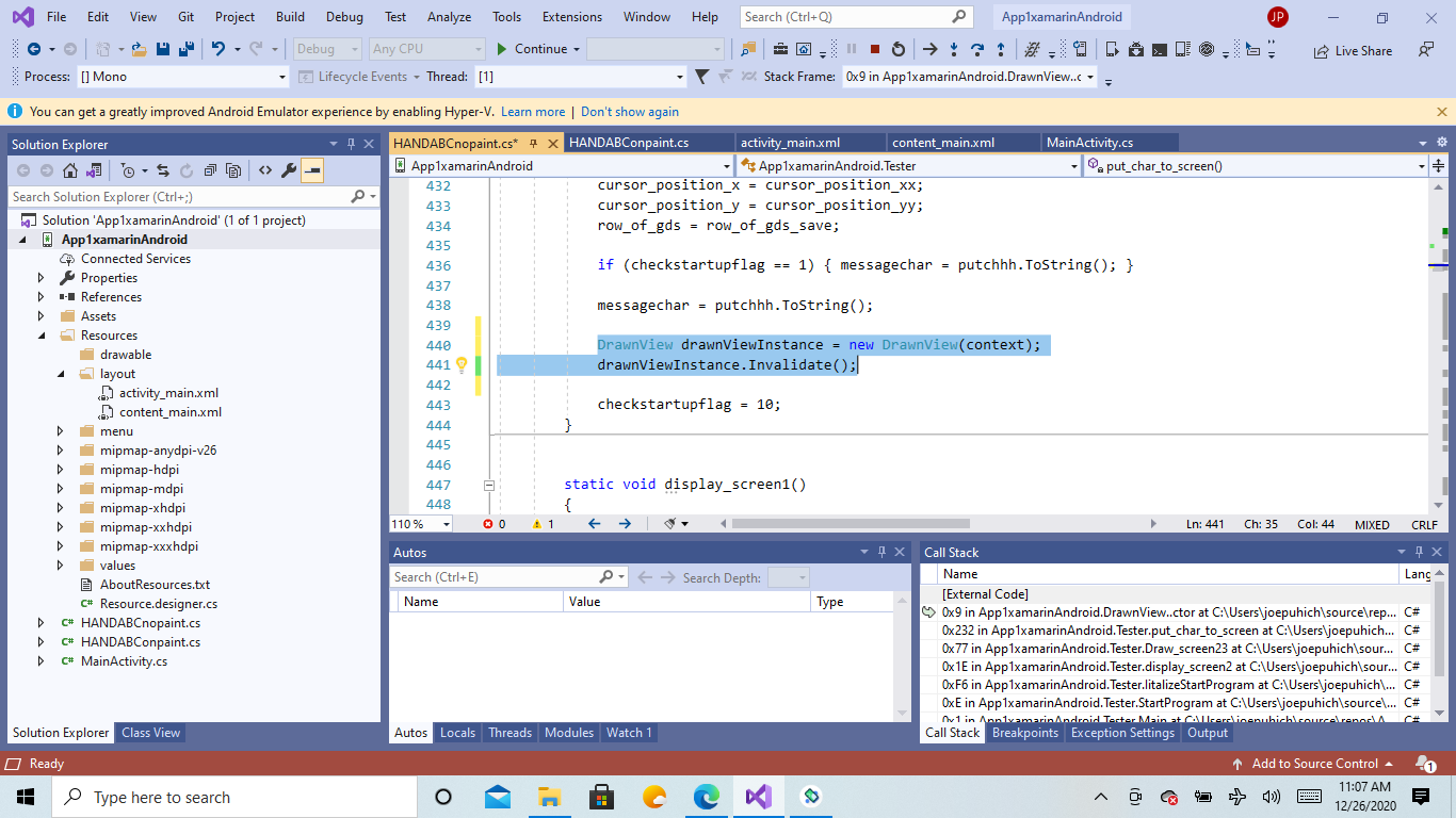 Can you use OnPaint and Invalidate() in C# Xamarin Android - Microsoft Q&A