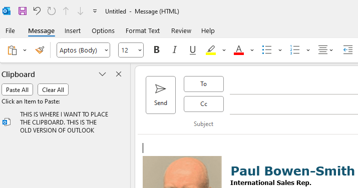 what do i need to do to keep the clipboard open (New Outlook ...