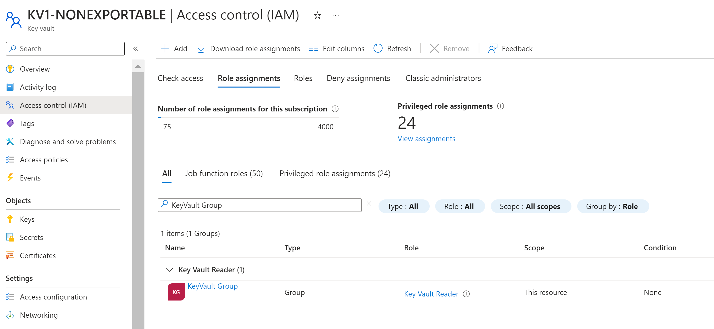 Unable to access keyvault when assigned to group, how to fix that?? - Microsoft Q&A
